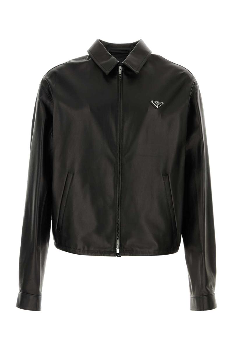 Prada Leather Jacket In Black - 39% Off | Editorialist