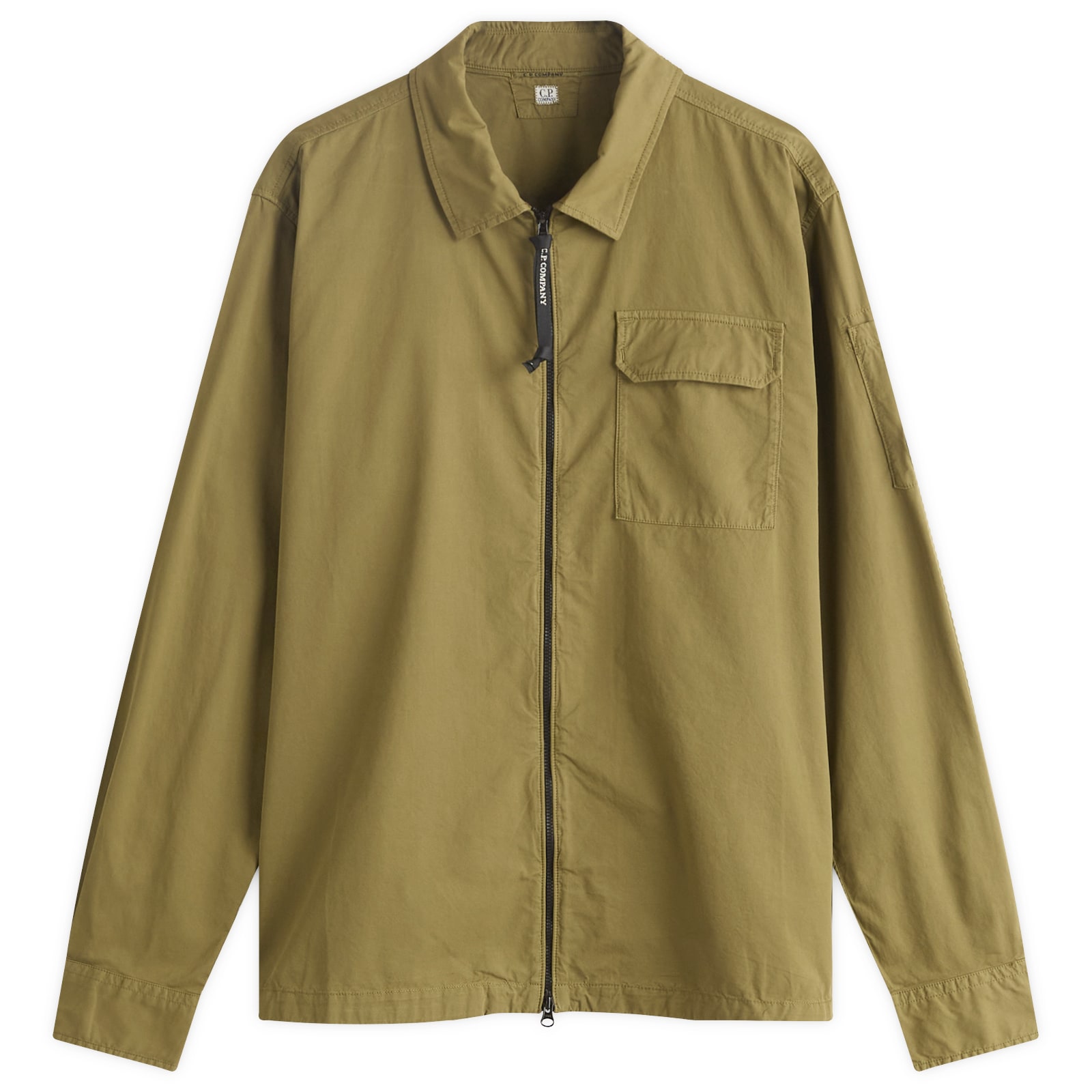 C.P. Company Quarter Zip Overshirt - Thyme | Editorialist