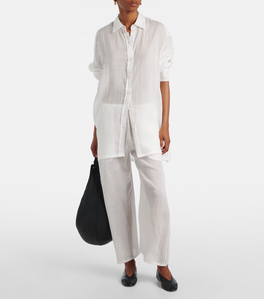 LESET LESET Niko Ramie Cropped Barrel-Leg Pants