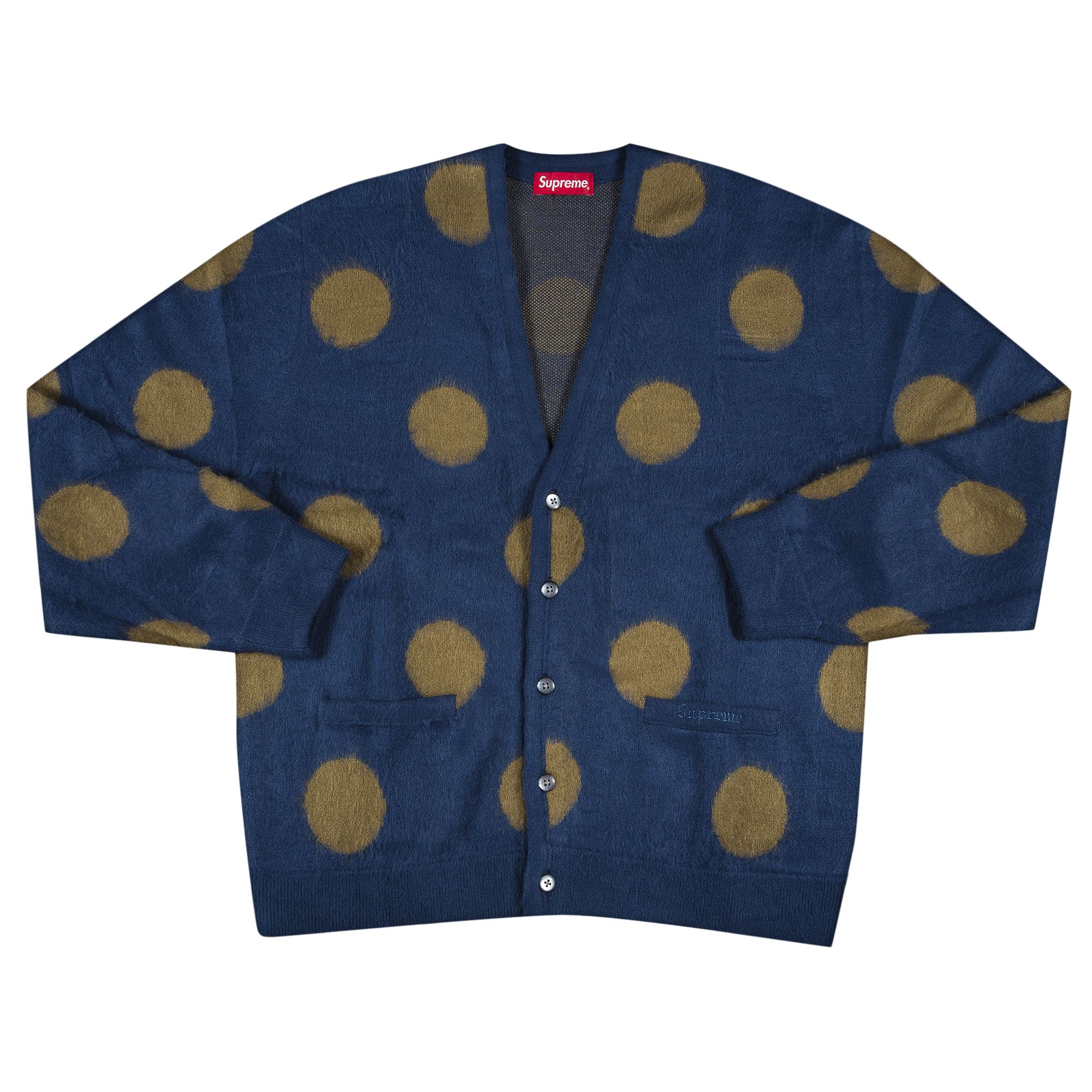 カーディガン Supreme Brushed Polka Dot Cardigan Navy Supreme Brushed Polka Dot Cardigan - Blue | Editorialist