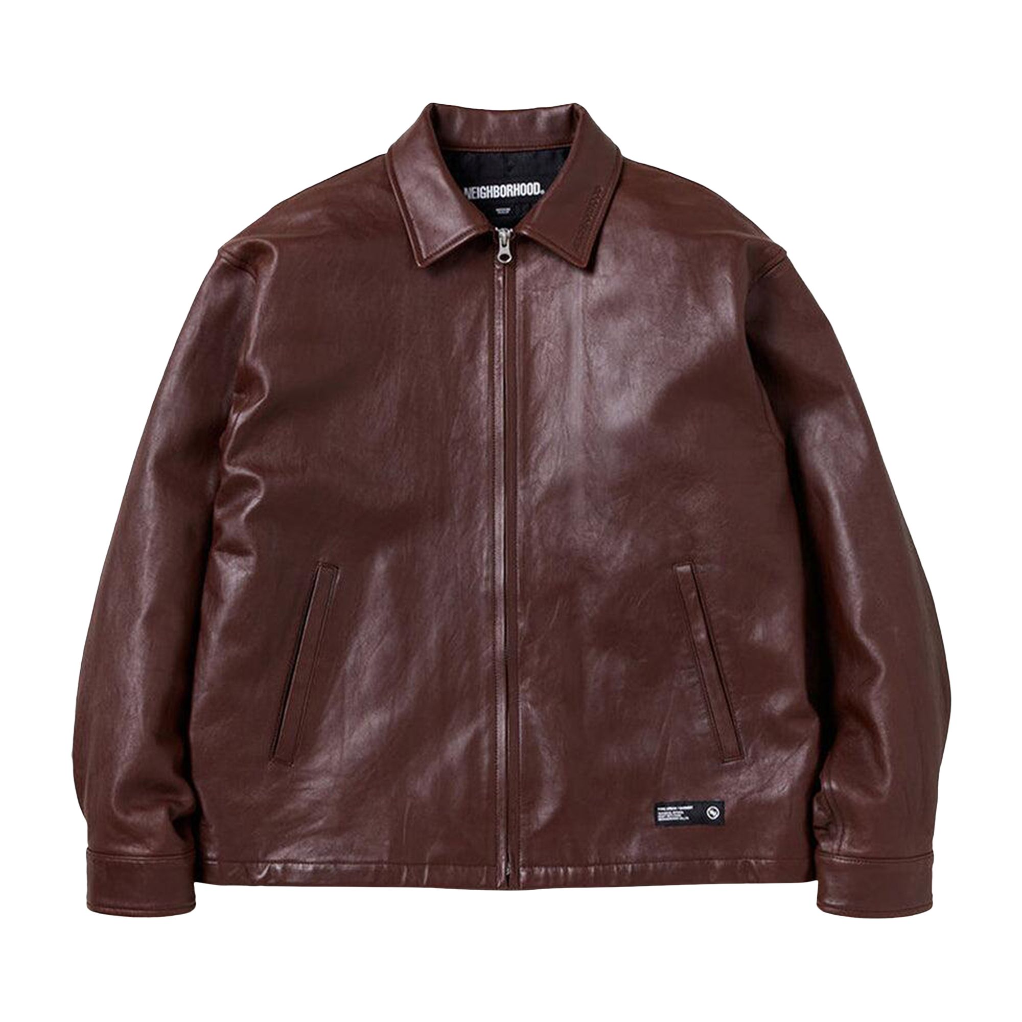 Neighborhood Leather Zip Work Jacket - Brown | Editorialist