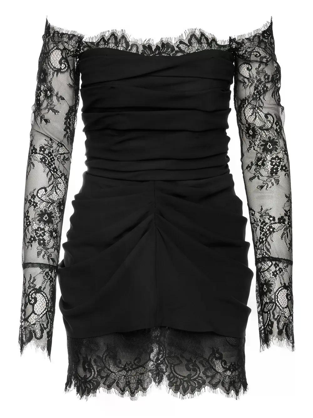 Ana Radu Lace-trimmed Mini Dress - Black Ana Radu Lace-trimmed Mini Dress - Black