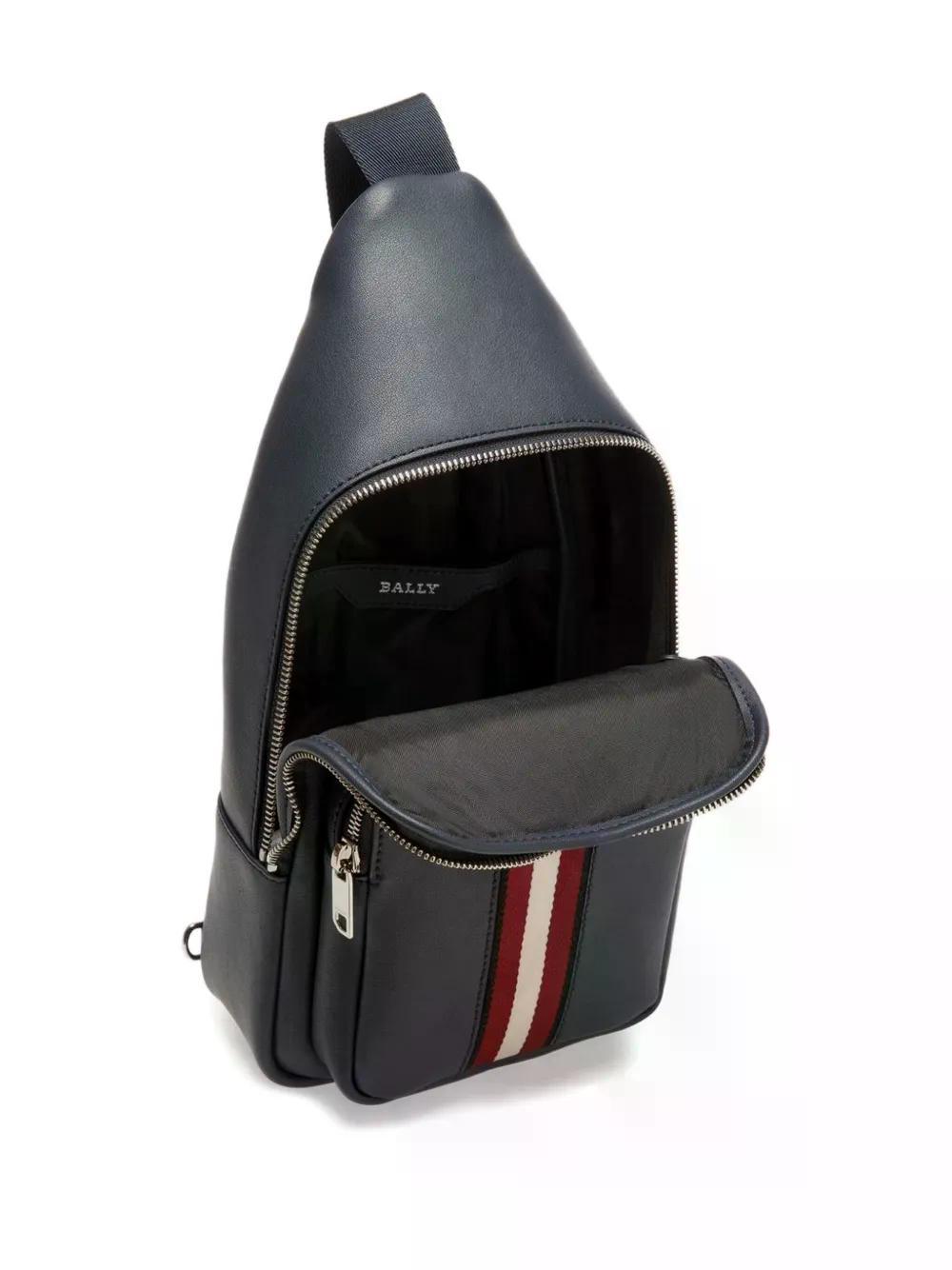 Bally Leather Sling Bag With Ribbon Detail - Blue | Editorialist