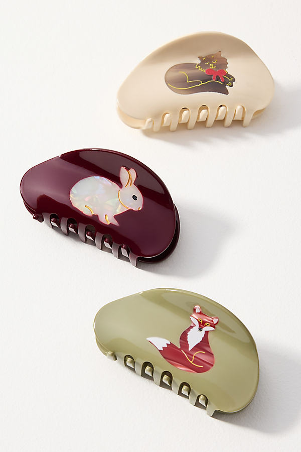 Anthropologie Icon Hair Claw Clips Set Of 3 In Horse/Duck  display picture 2