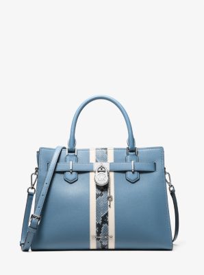 Michael Kors Hamilton Medium Leather And Snake Embossed Stripe 