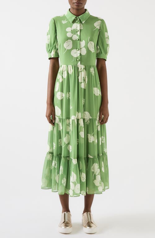 Lk Bennett Rumi Floral Tiered Dress - Dark Green | Editorialist