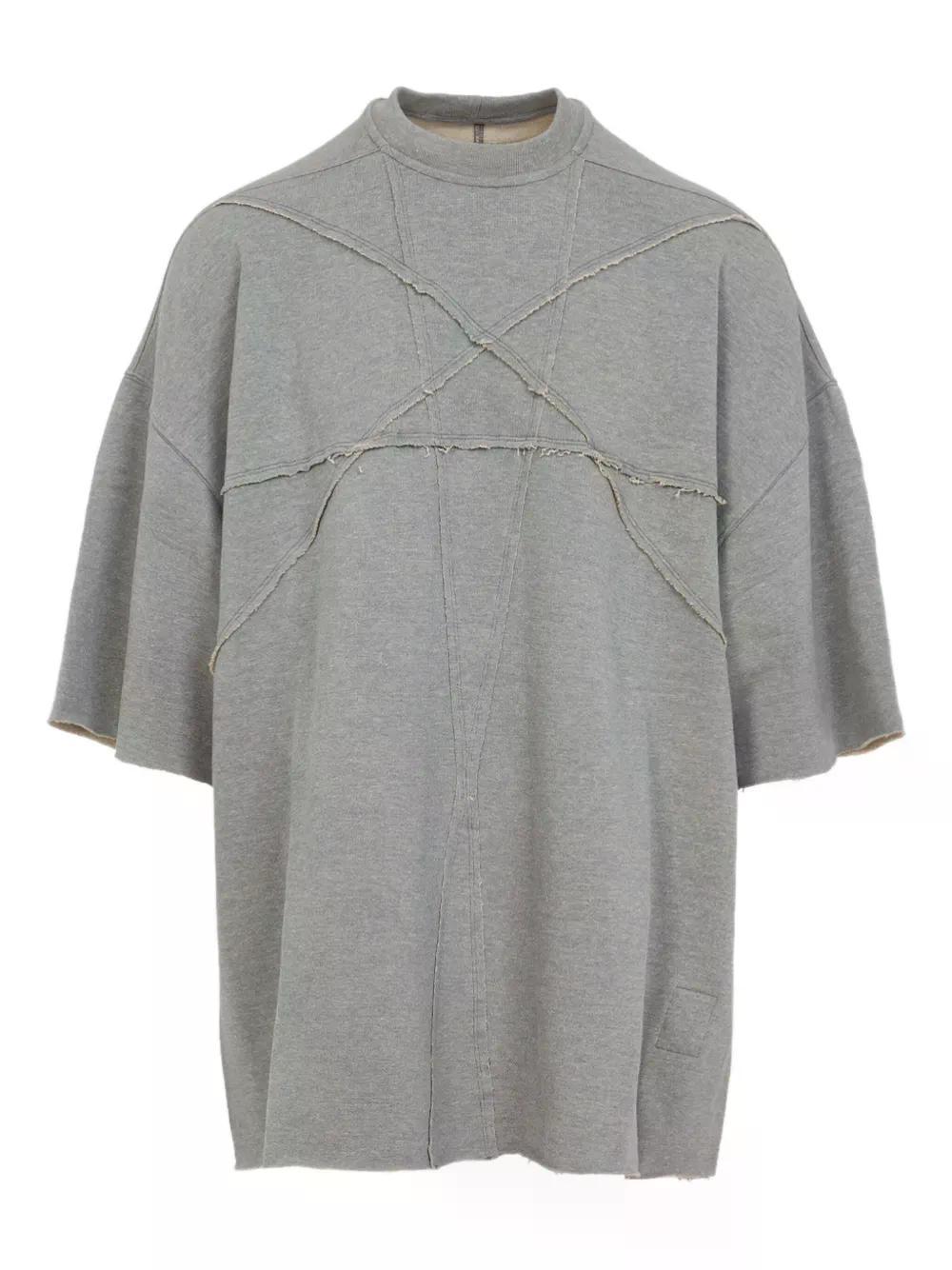 Rick Owens Frayed-Detail Panelled T-Shirt - Grey | Editorialist Rick Owens Frayed-Detail Panelled T-Shirt - Grey | Editorialist