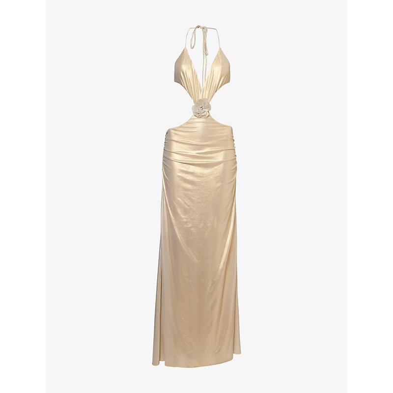 Jaded London Vida Cut-Out Backless Maxi Dress - Gold | Editorialist