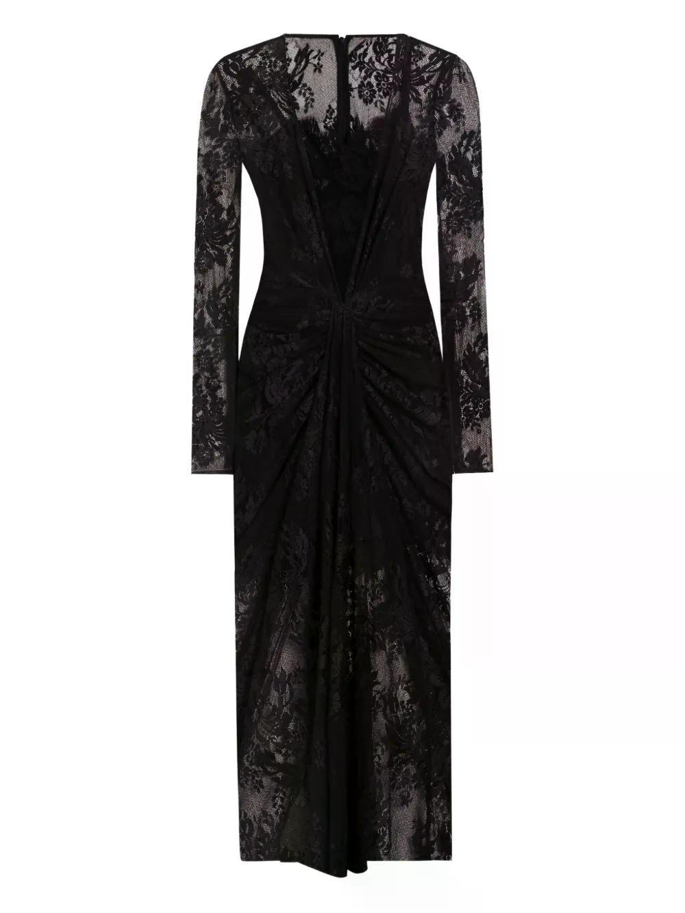 Dolce & Gabbana Lace Long-Sleeve Dress In Black | Editorialist Dolce & Gabbana Lace Long-Sleeve Dress In Black | Editorialist