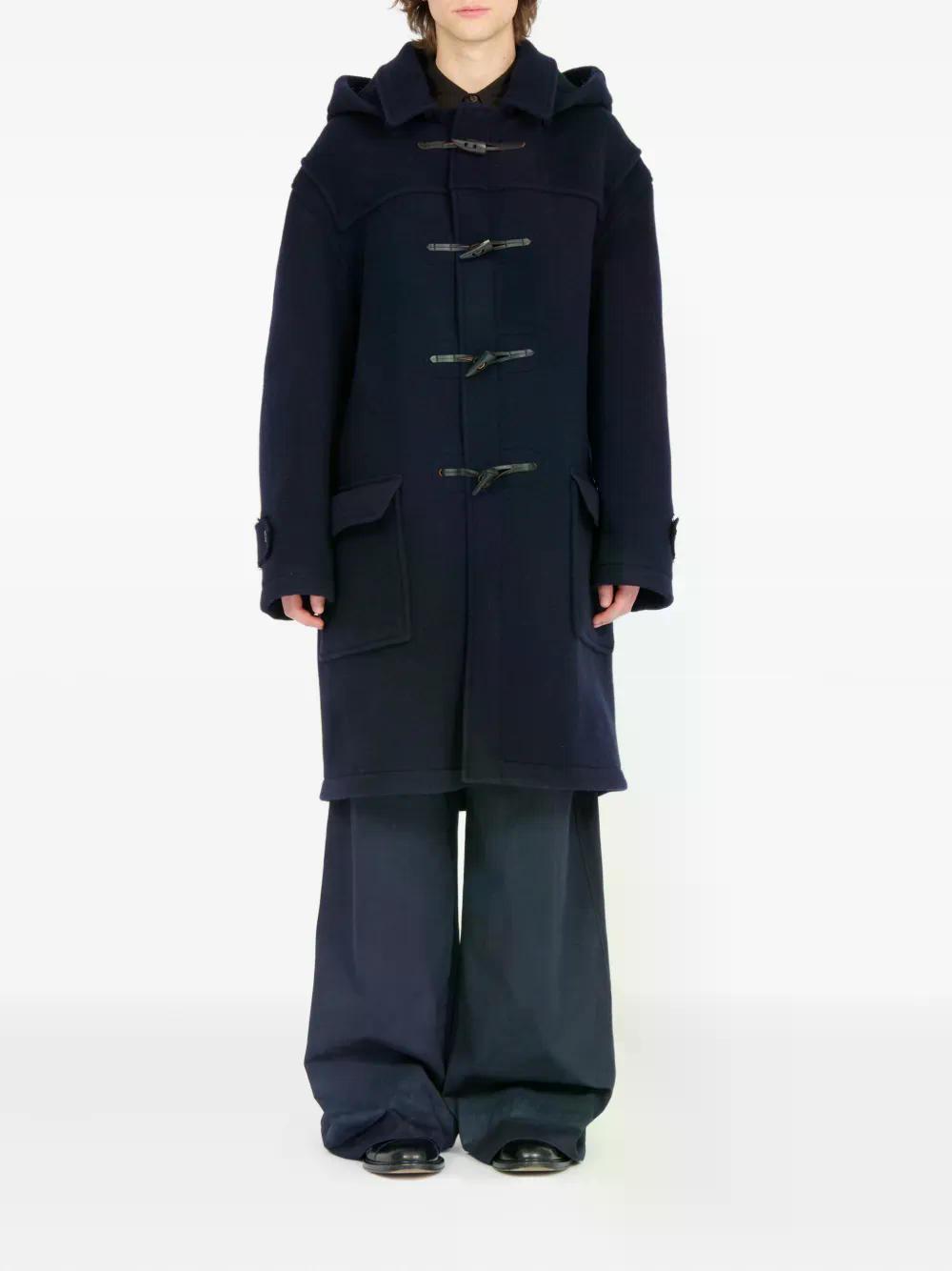 Buy Emporio Armani Virgin-wool Cloth Duffle Coat - Navy At 40% Off