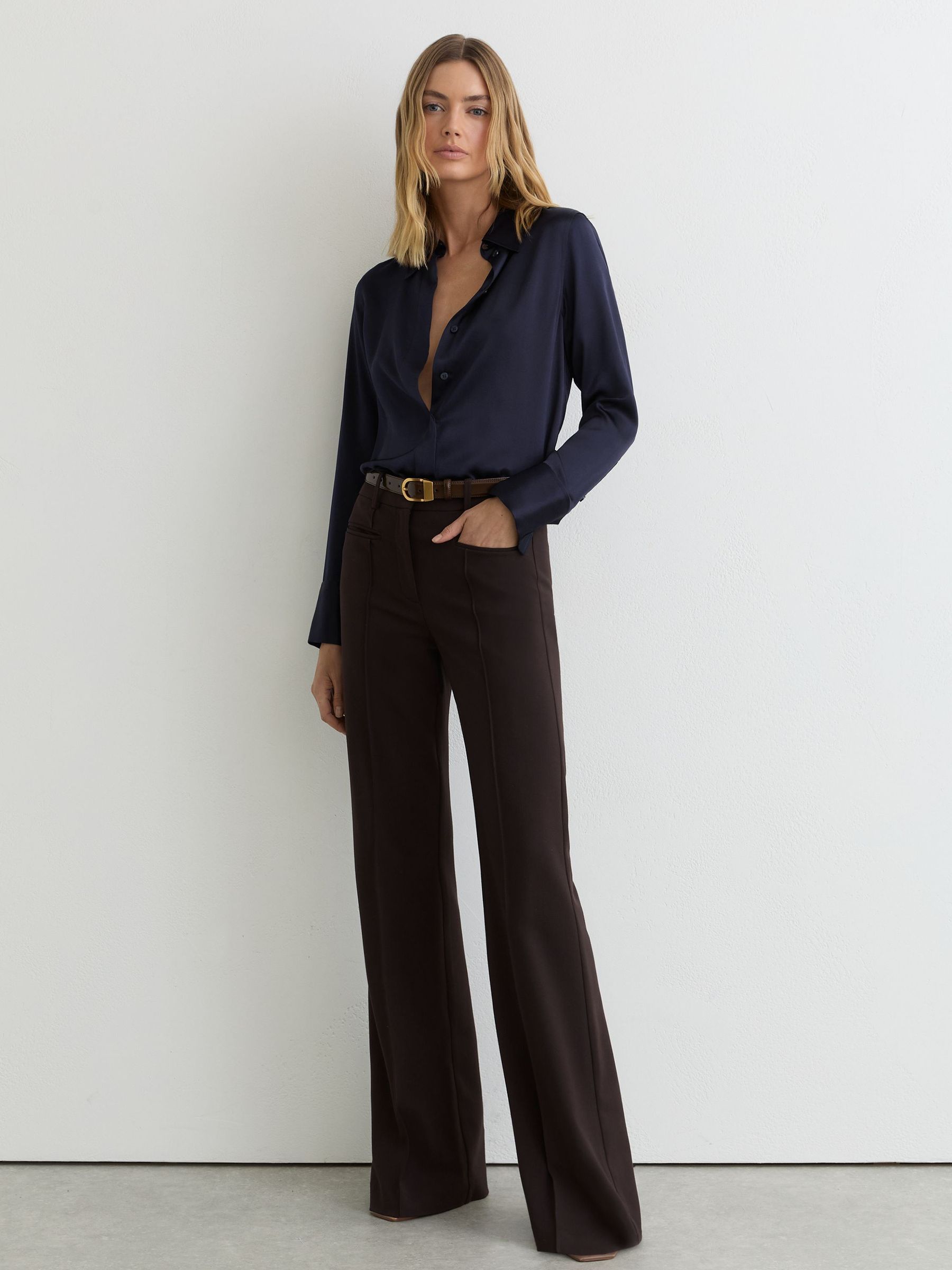 REISS Ameira Silk-Satin Shirt