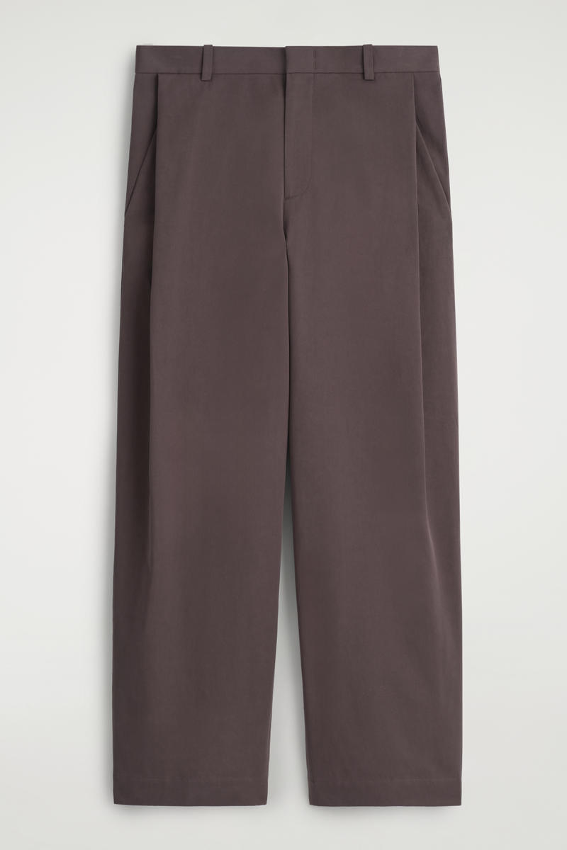 Cos Wide-Leg Cotton Twill Trousers - Brown | Editorialist
