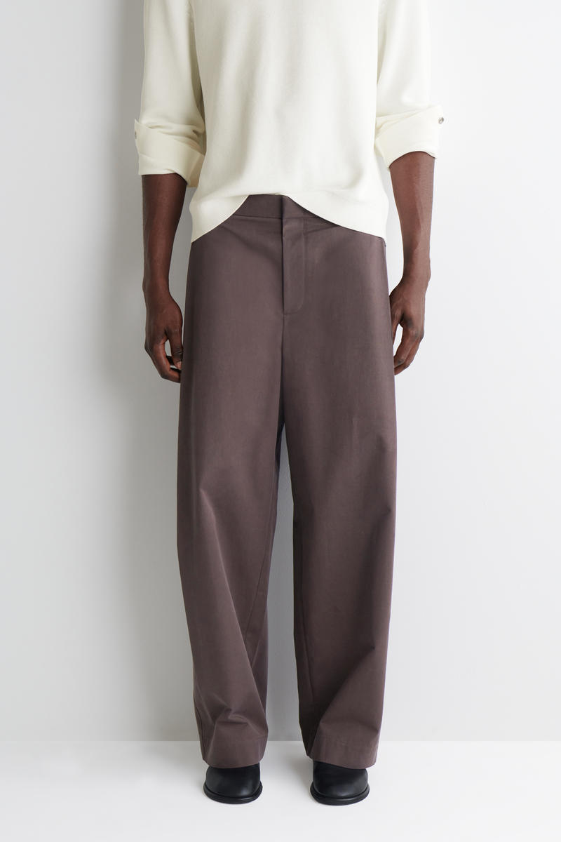 Cos Wide-Leg Cotton Twill Trousers - Brown | Editorialist