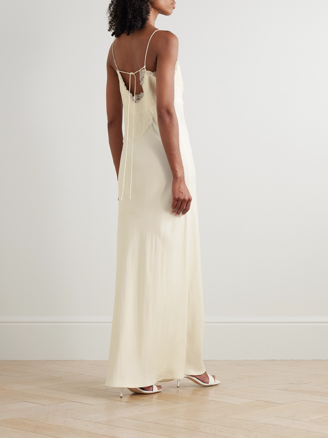 Rhe Lace-trimmed Satin Maxi Dress - Cream Rhe Lace-trimmed Satin Maxi Dress - Cream
