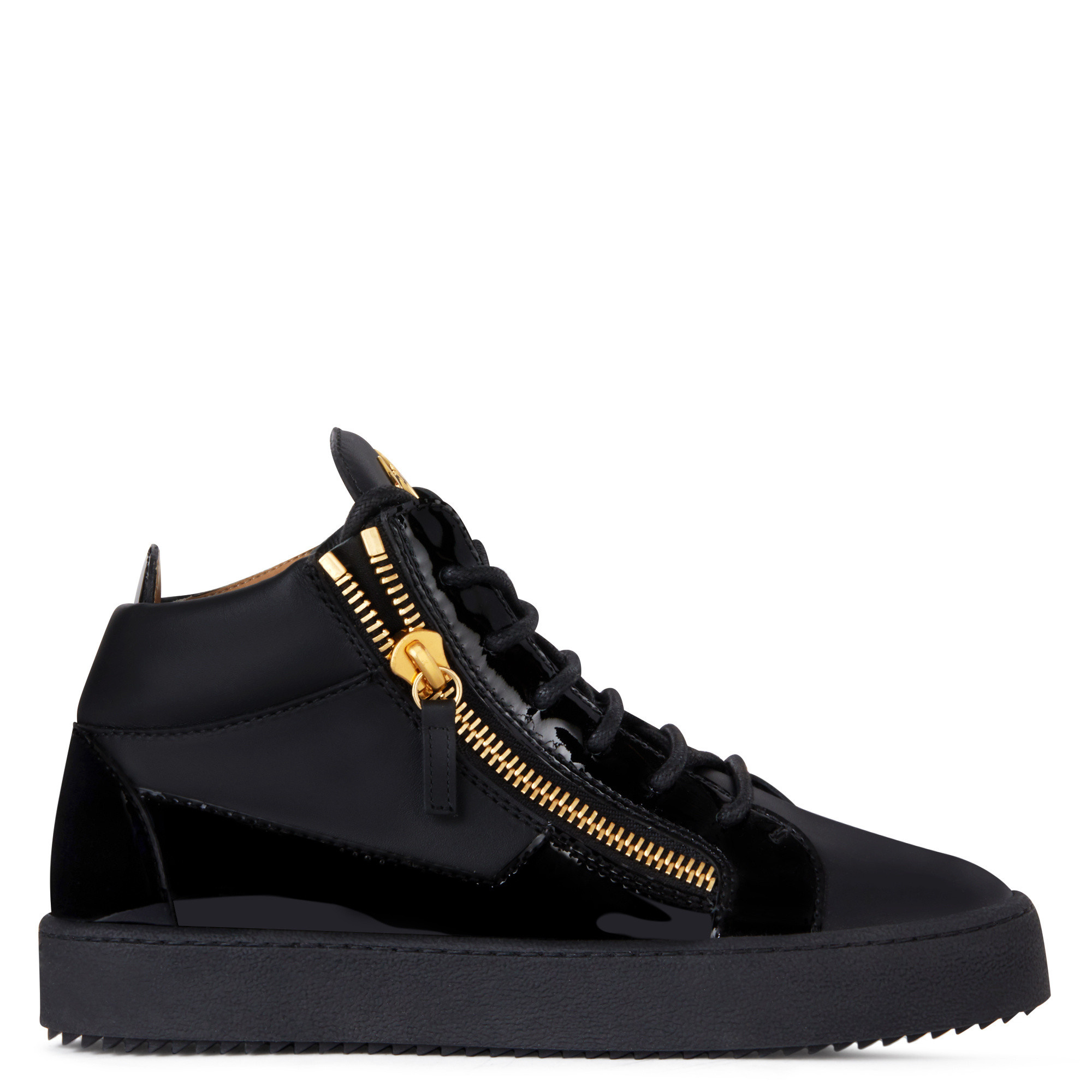 Giuseppe Zanotti Kenin Double-Zip Patent Glitter Mid-Top Sneakers ...