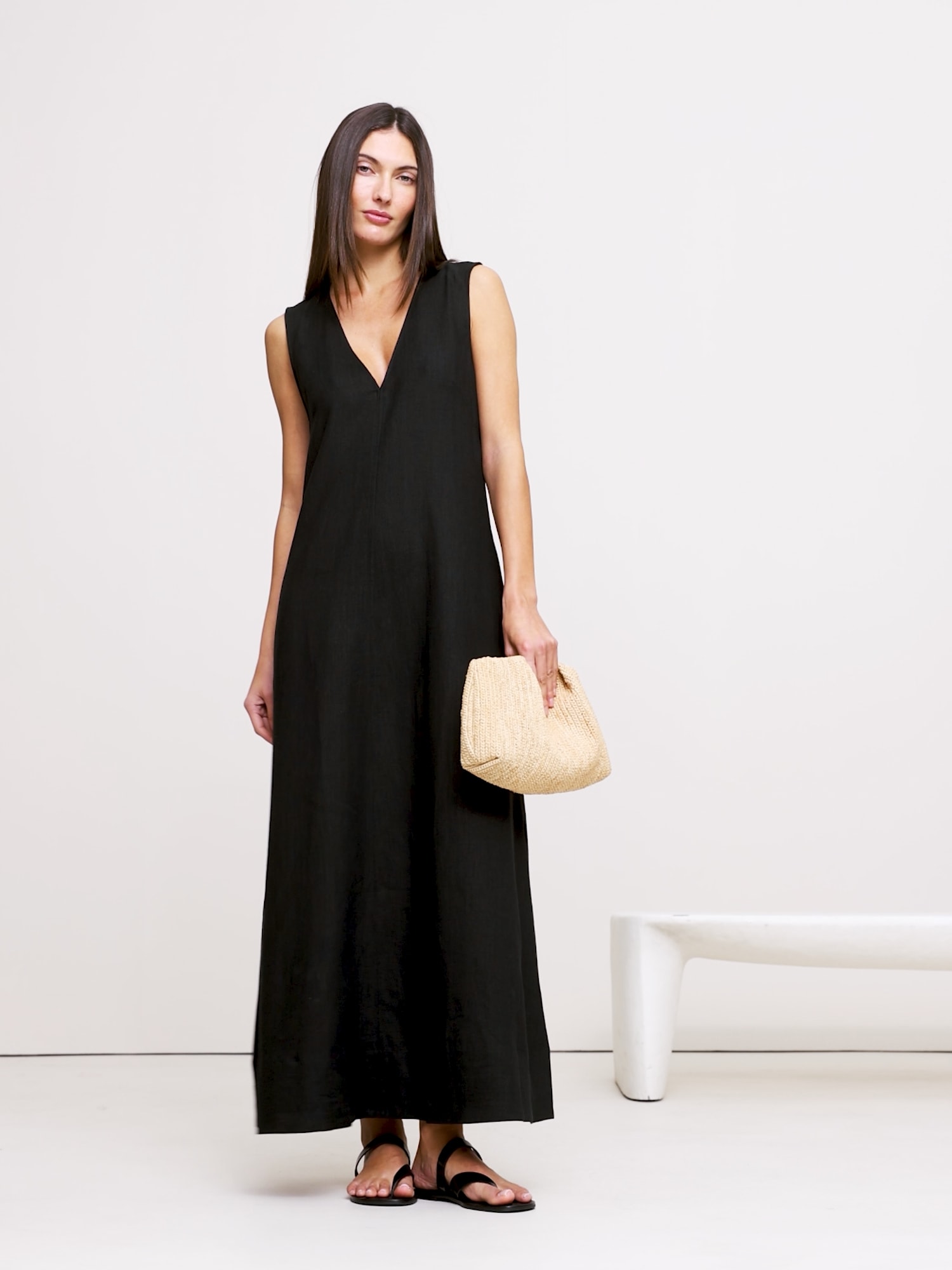Banana Republic Linen V-Neck Maxi Dress In Black - 28% Off | Editorialist Banana Republic Linen V-Neck Maxi Dress In Black - 28% Off | Editorialist