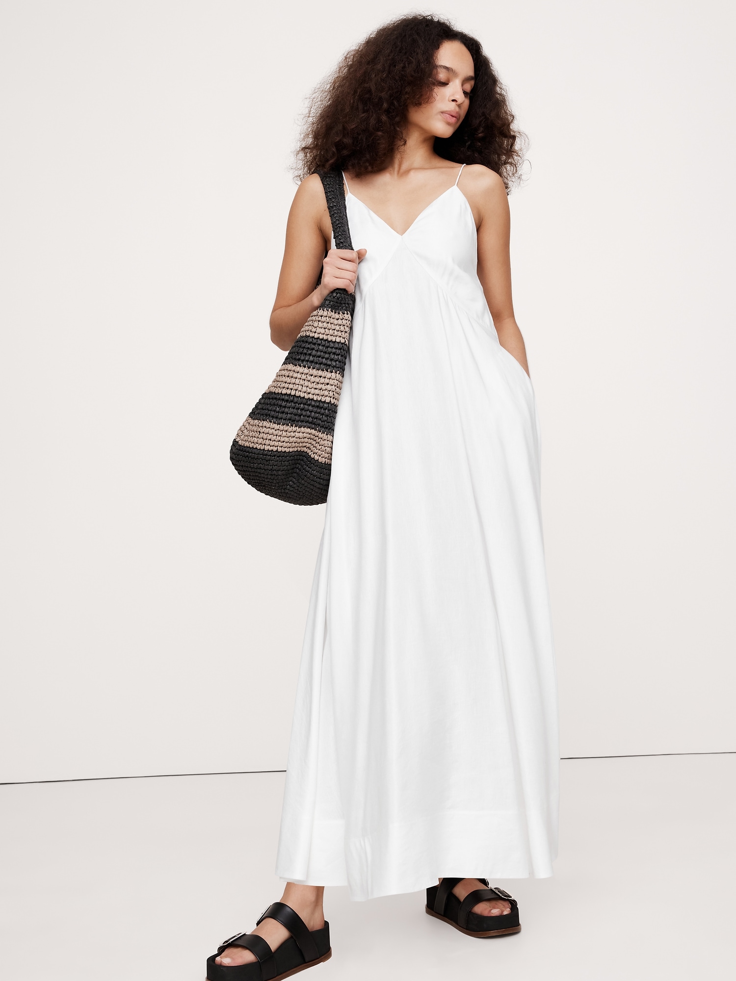 Banana Republic Viscose-Linen Maxi Dress In White - 61% Off | Editorialist