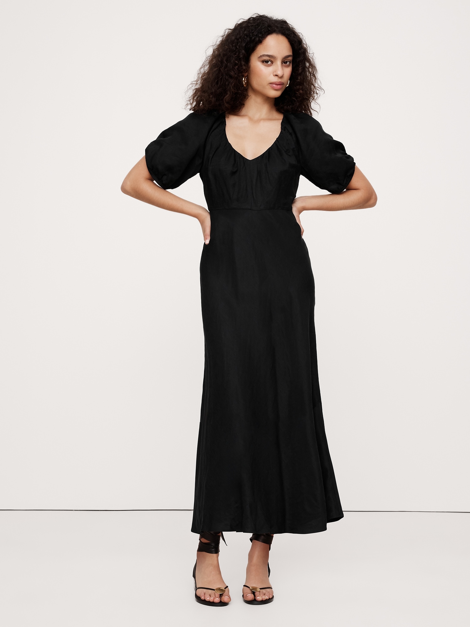 Banana Republic Women's Matte Silk Cowl-Neck Backless Maxi Dress Black Size 20