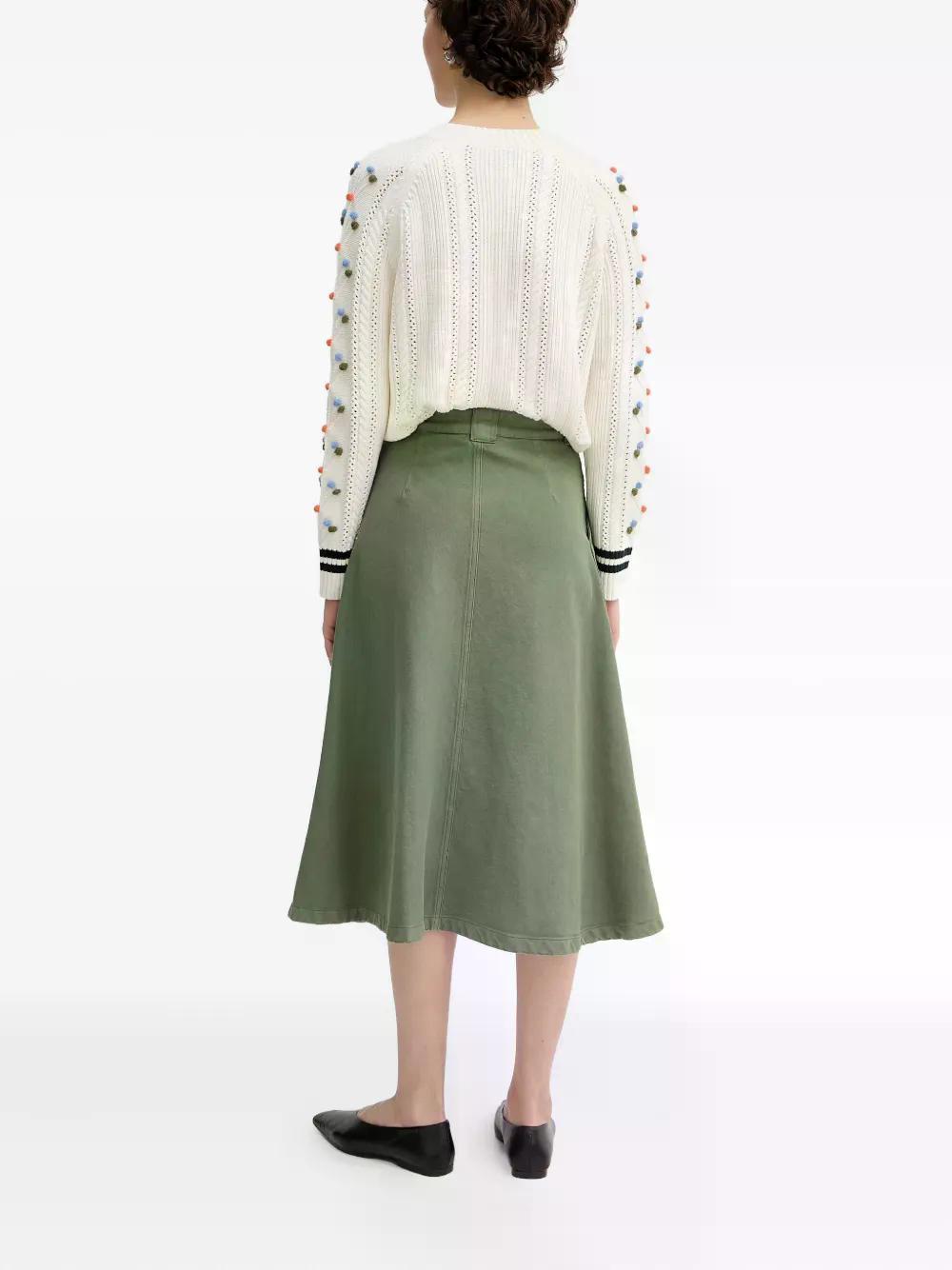 A.P.C. Laurie A-Line Midi Skirt - Green | Editorialist