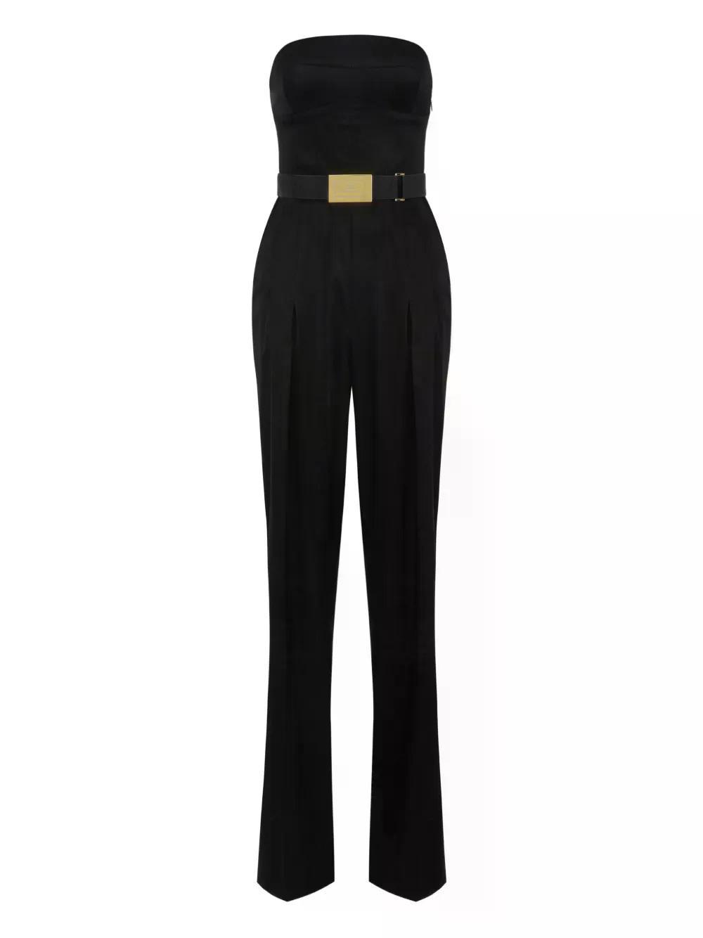 Elisabetta Franchi Strapless Jumpsuit With Belt - Blue