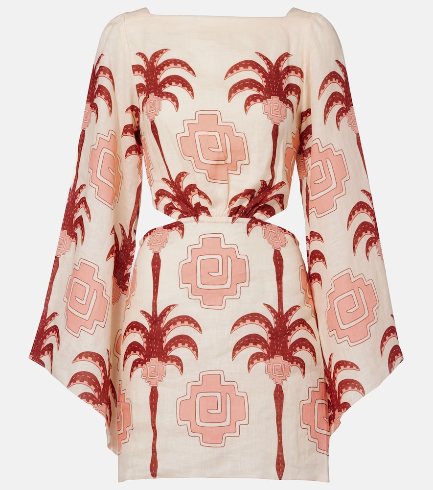 JOHANNA ORTIZ Cutout Printed Linen Minidress
