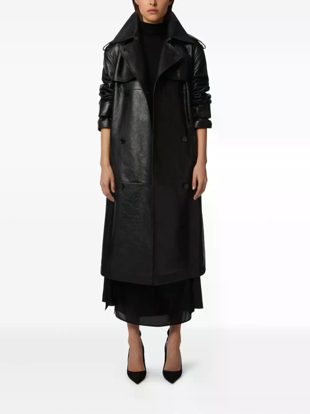 Elie Tahari Vegan Leather Trench Coat Desert Editorialist