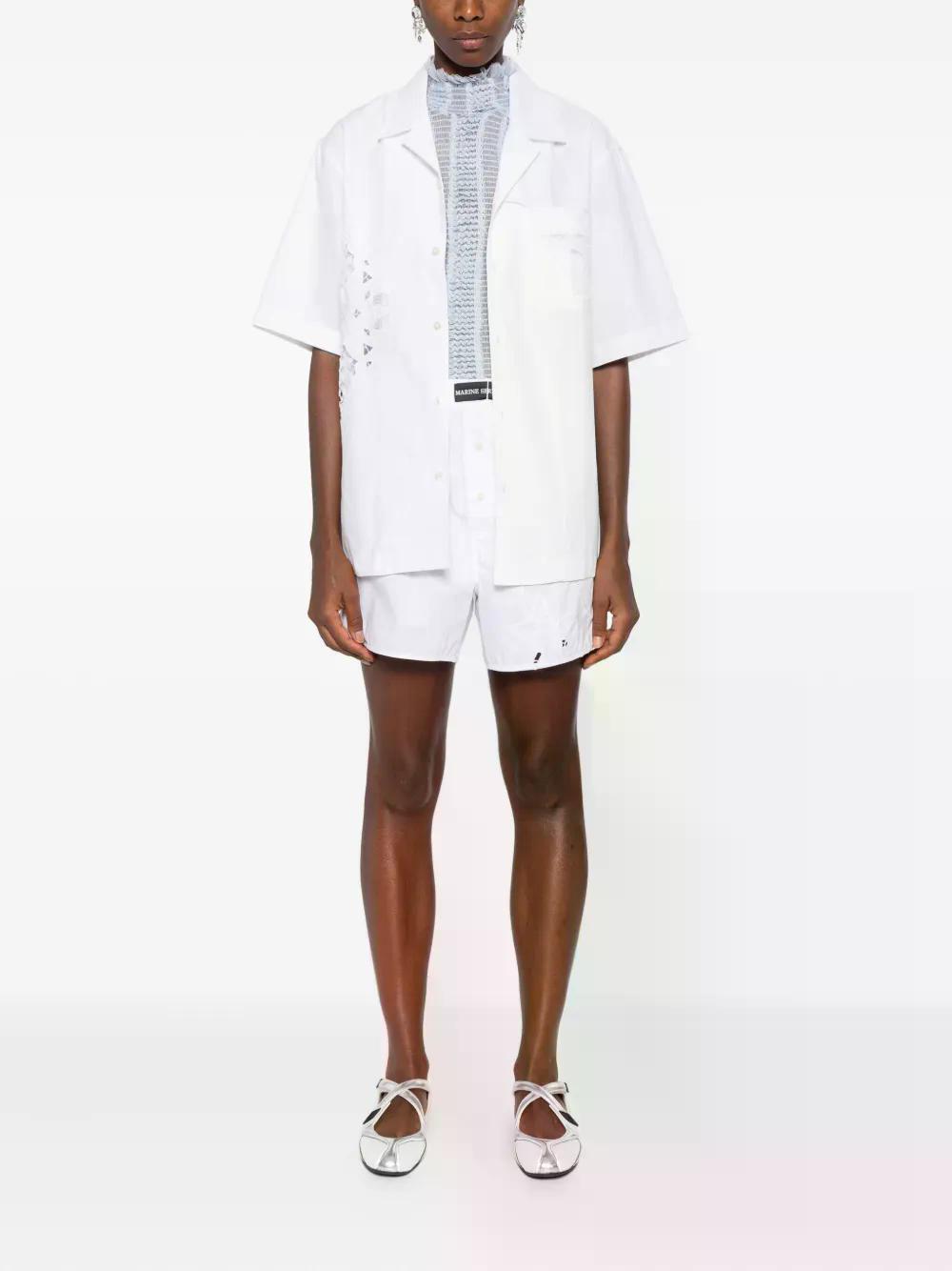 MARINE SERRE Marine Serre Short-Sleeve Shirt with Lace Inserts