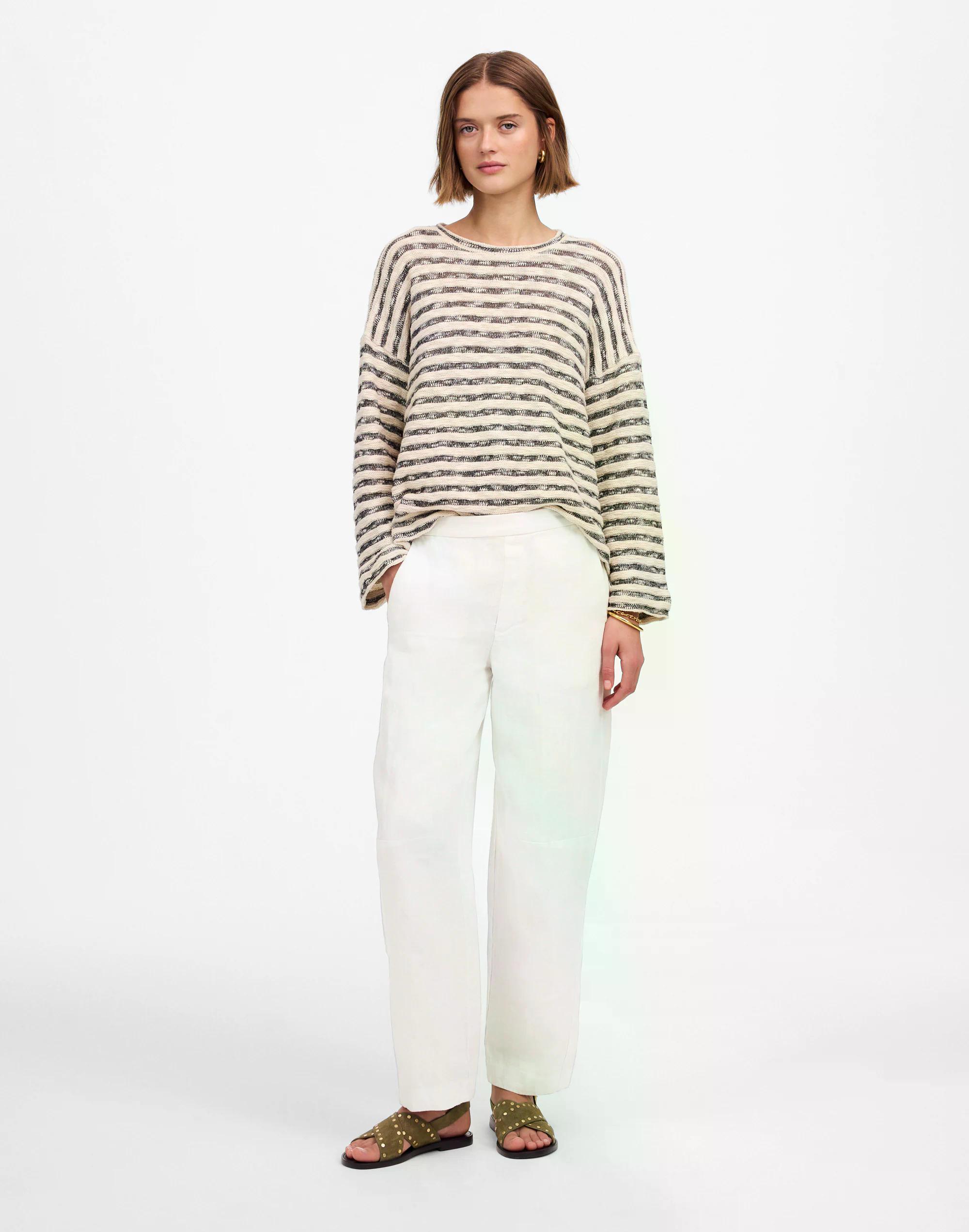 Madewell Petite Pull-On Barrel Pants In Linen - Salt | Editorialist