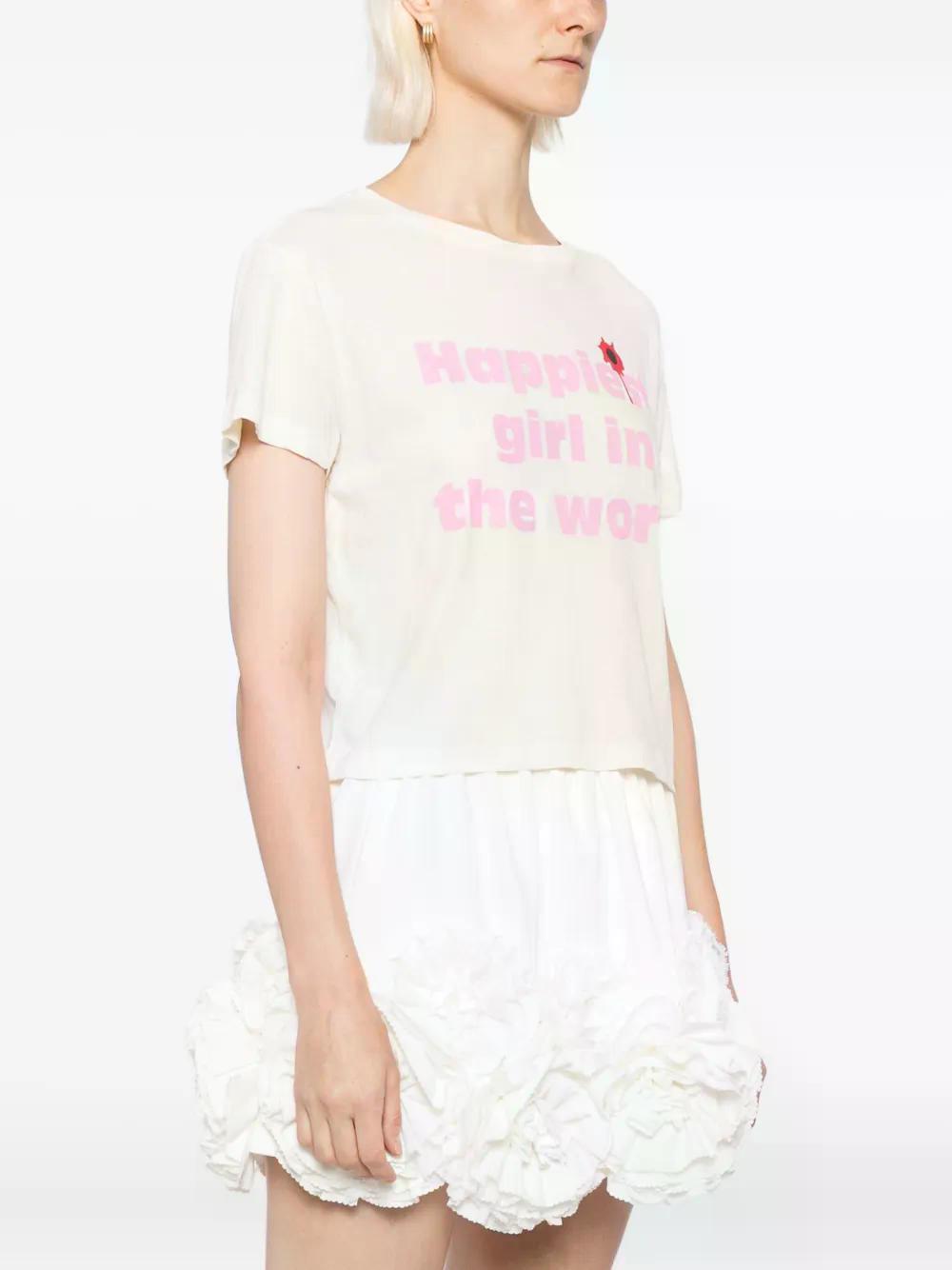 Ashley Williams Happy T-Shirt - Neutrals | Editorialist