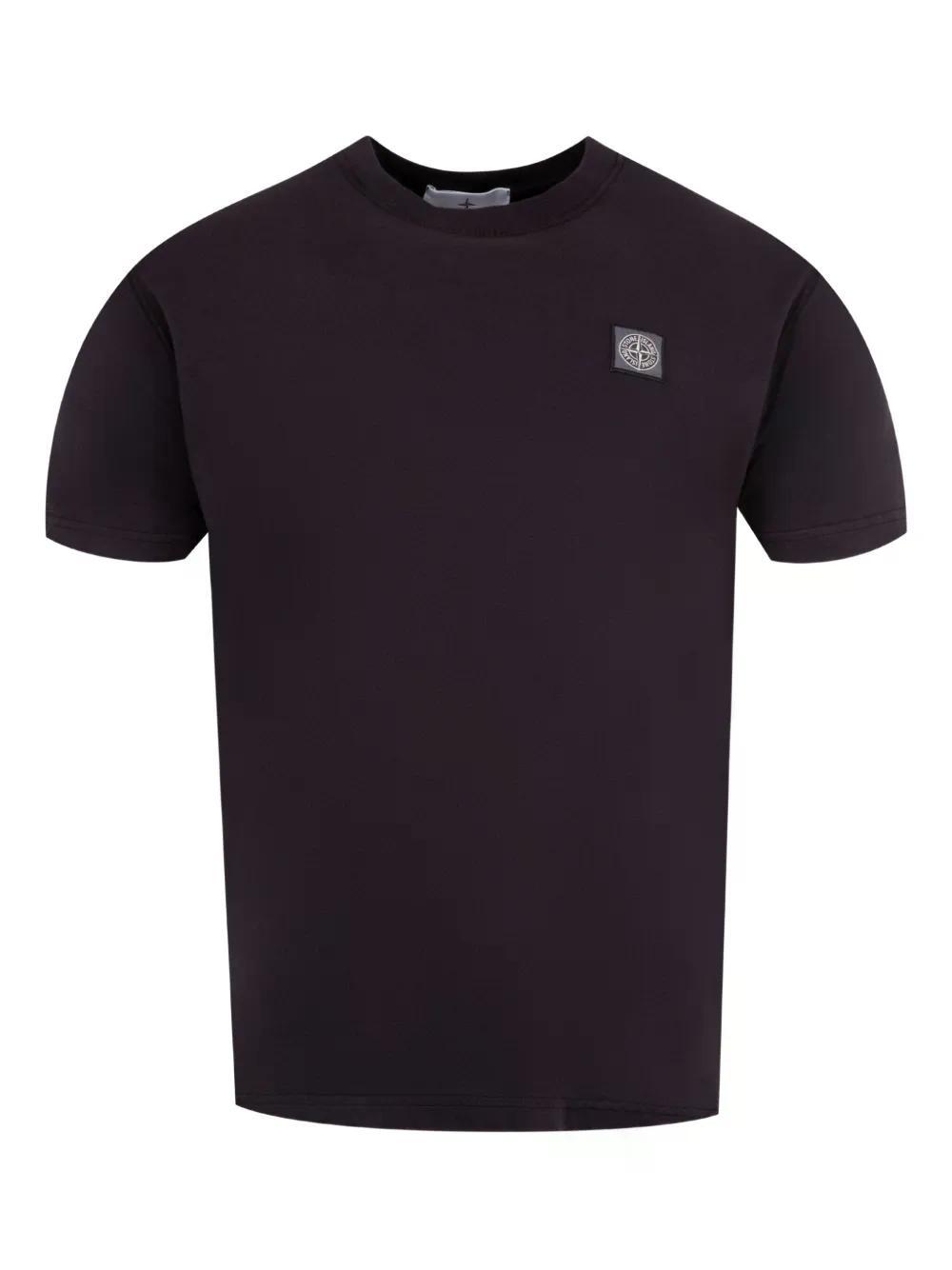 Stone Island Logo Patch Cotton T-Shirt - Black | Editorialist