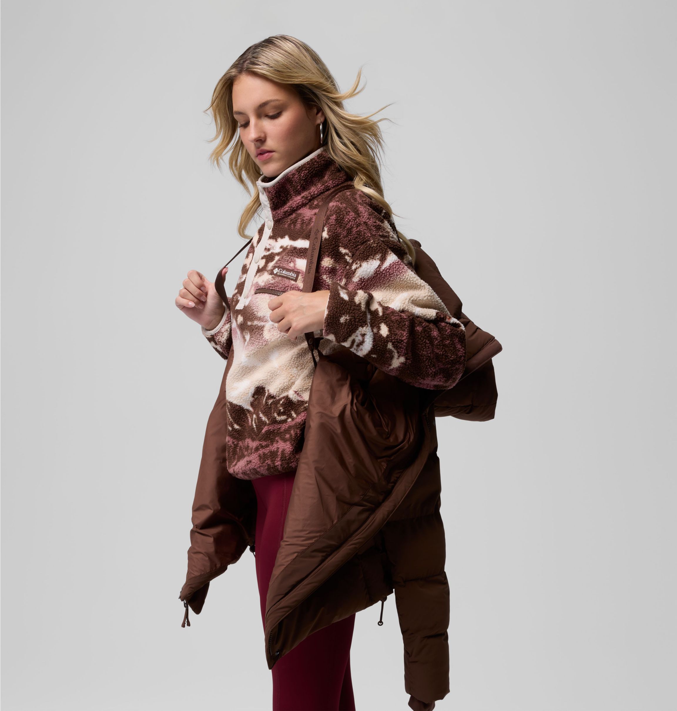 Columbia Amaze Puff™ Mid Hooded Jacket - Tobacco | Editorialist