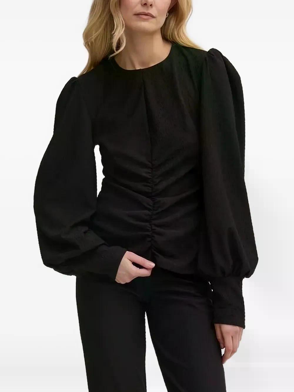 GESTUZ Balloon-Sleeve Gathered Top