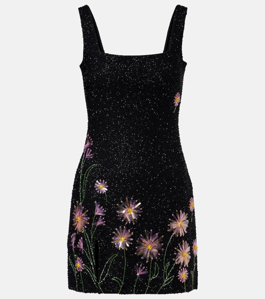 Staud Le Sable Beaded Stretch-Tulle Mini Dress In Green - 30% Off |  Editorialist