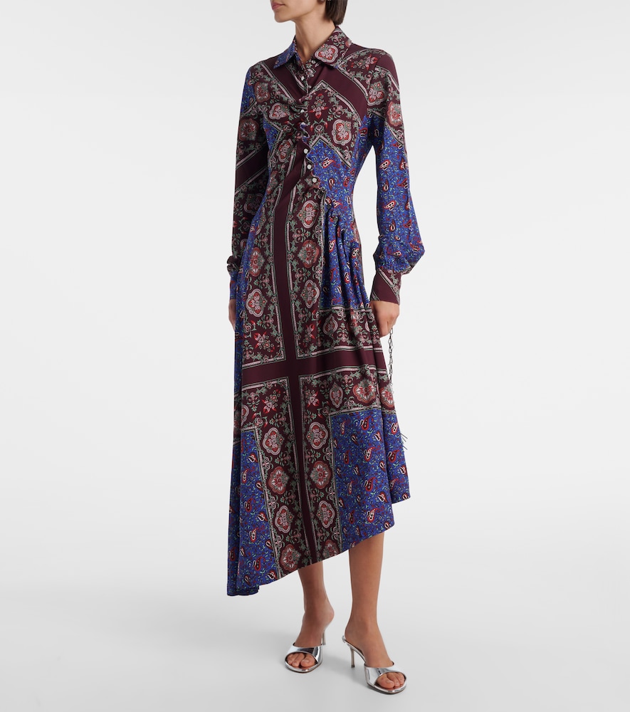 PACO RABANNE Asymmetric Paisley Printed Midi Dress