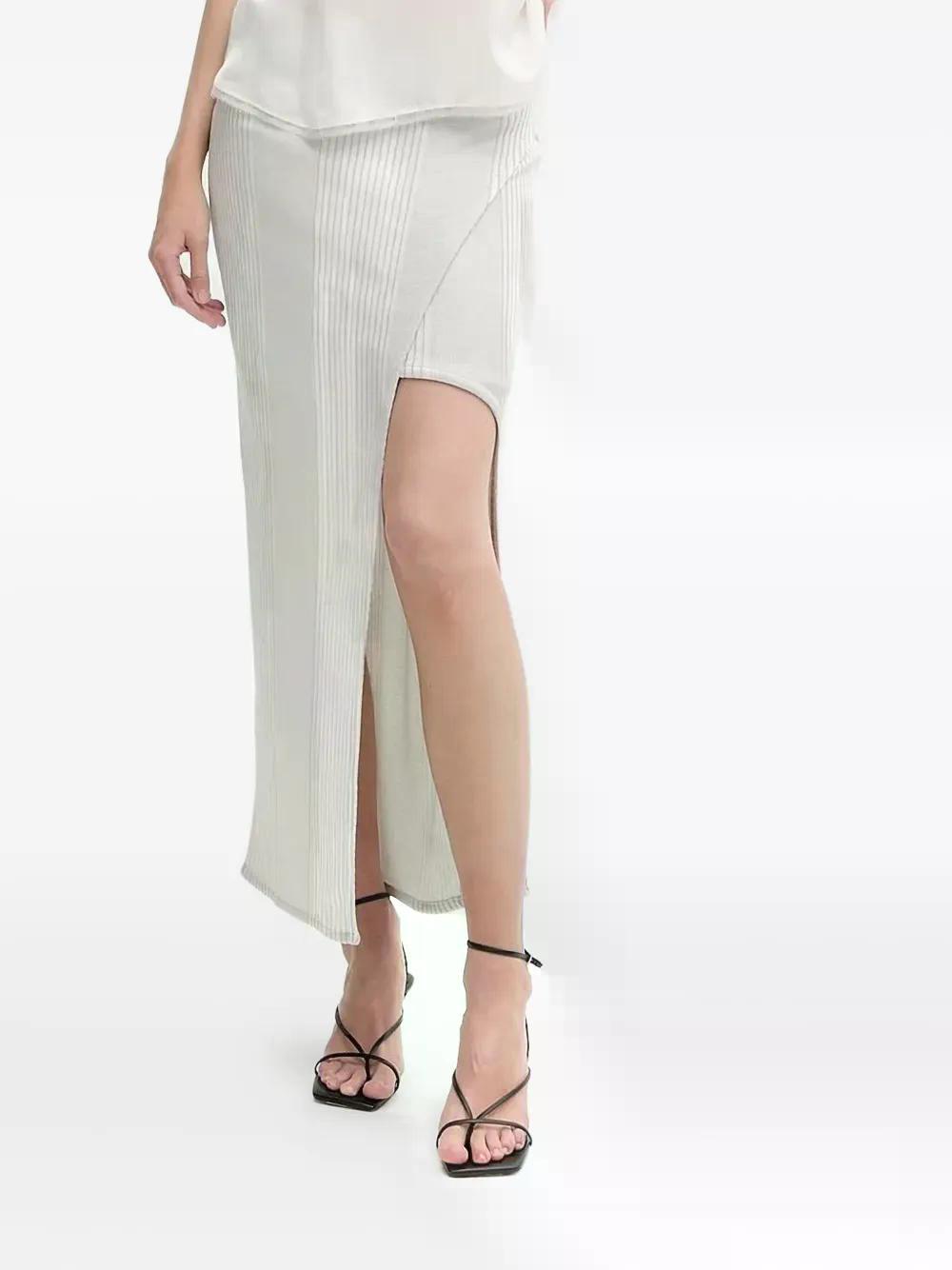 IRO PARIS Ribbed Asymmetric Skirt with Slit