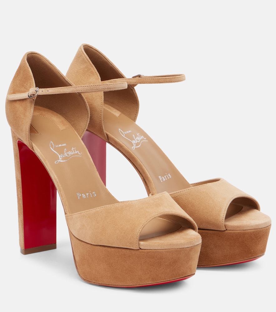 Christian Louboutin Sandaloo 130 Suede Heeled Sandals Lionne - Main Image