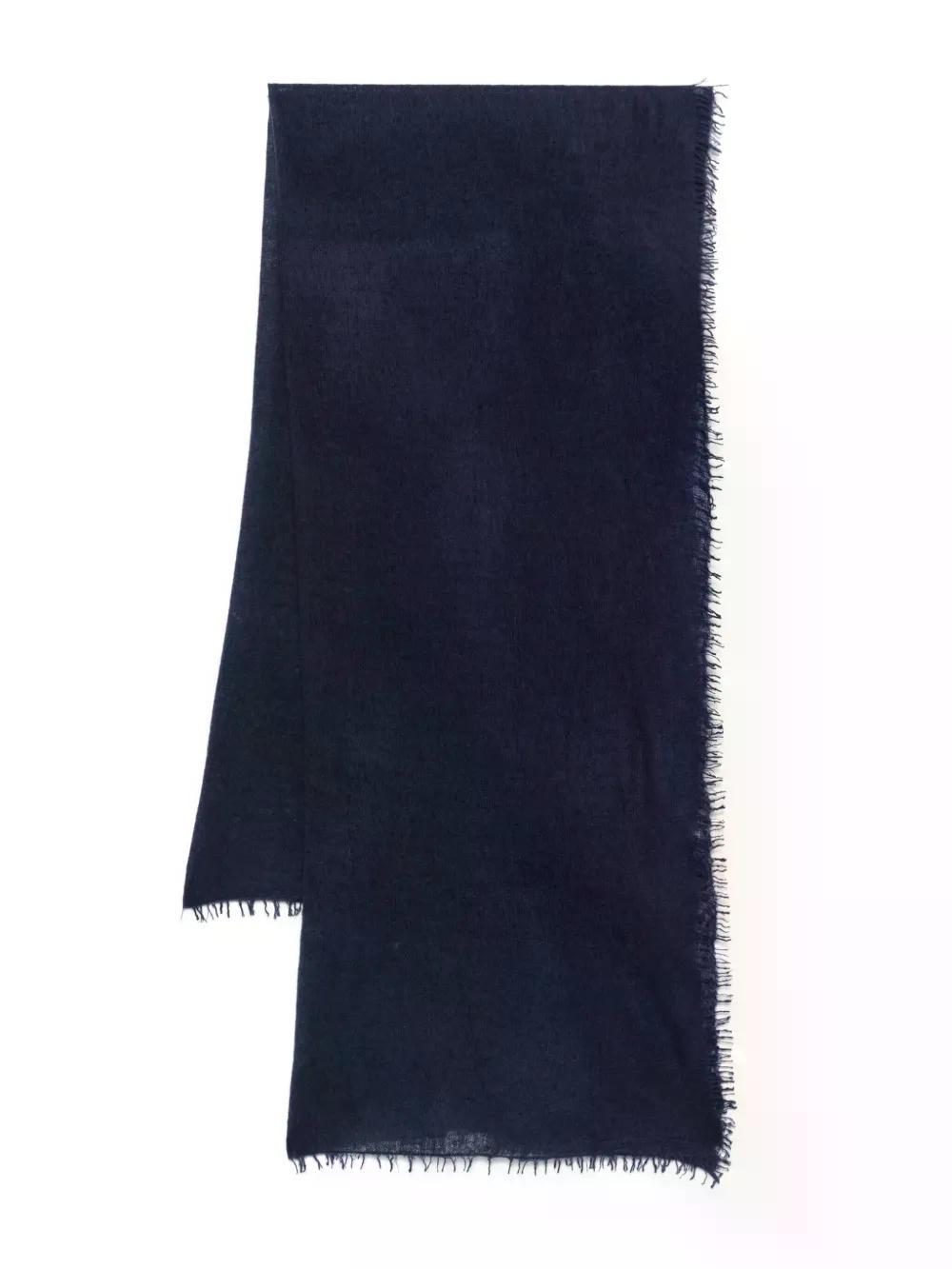 Warm Me Frayed-Edge Cashmere Scarf - Blue - 3% Off | Editorialist