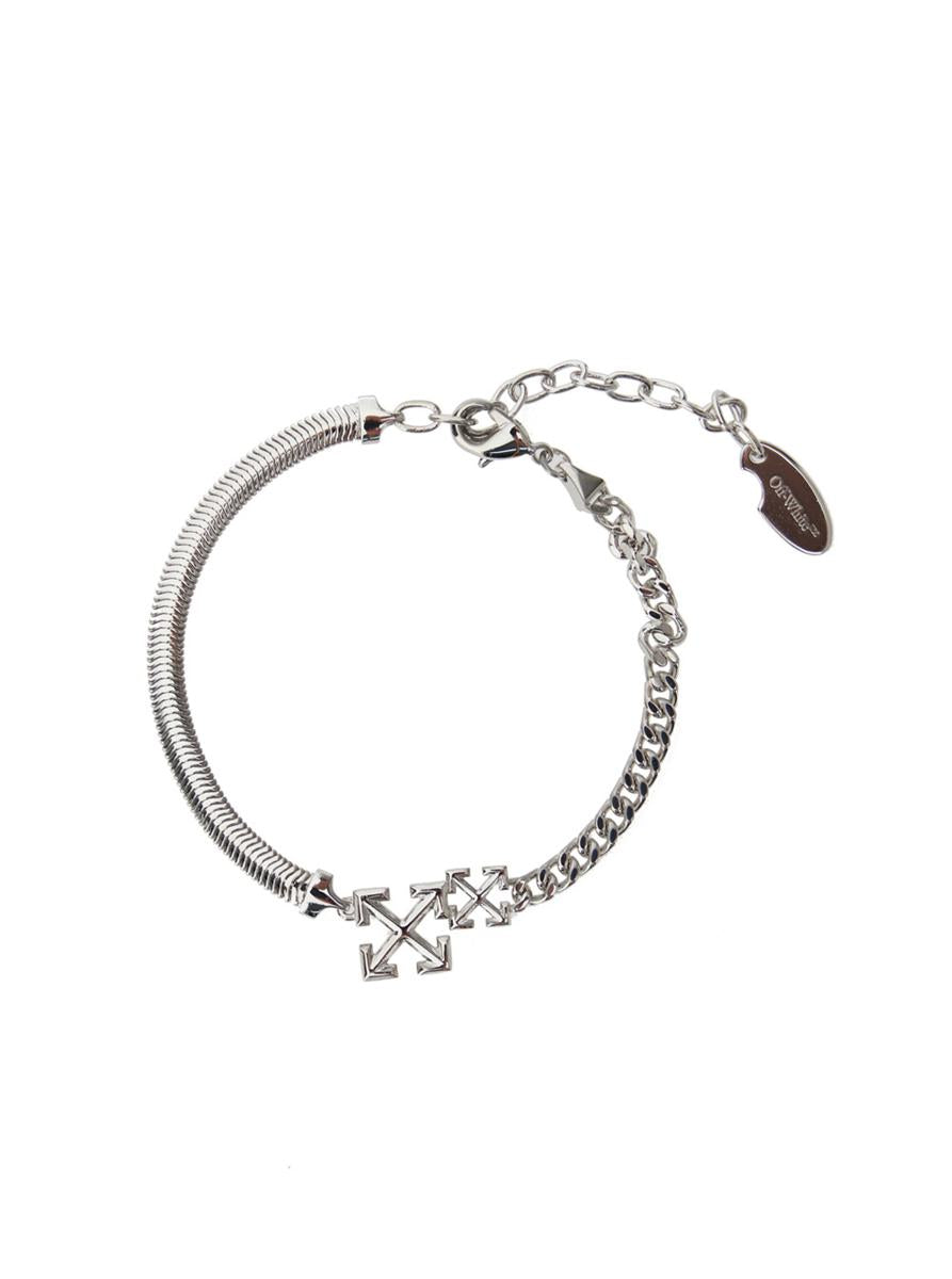 Off-White Silver-Tone Bracelet With Arrow Logo And Lobster Clasp