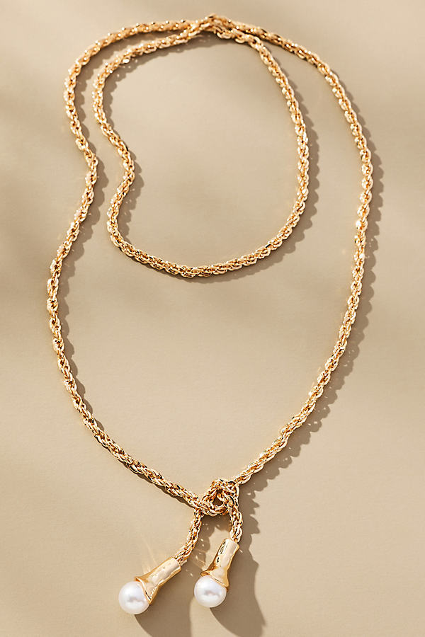 Lili Claspe Raya Pearl Wrap Necklace Gold Editorialist