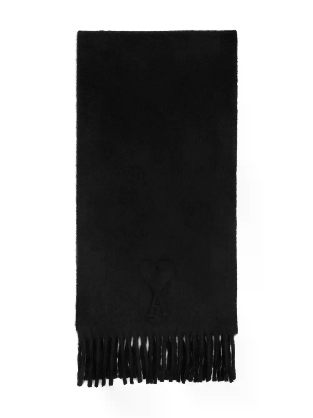 AMI ami de coeur embossed wool scarf