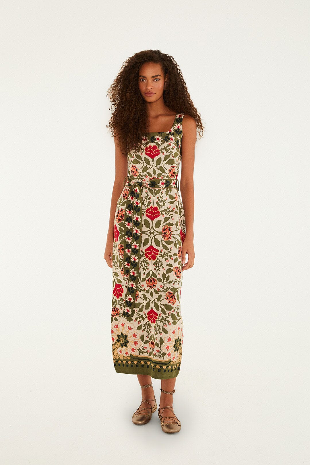 Farm Rio Sand Garden Tapestry Knit Dress - Garden Tapestry Sand |  Editorialist