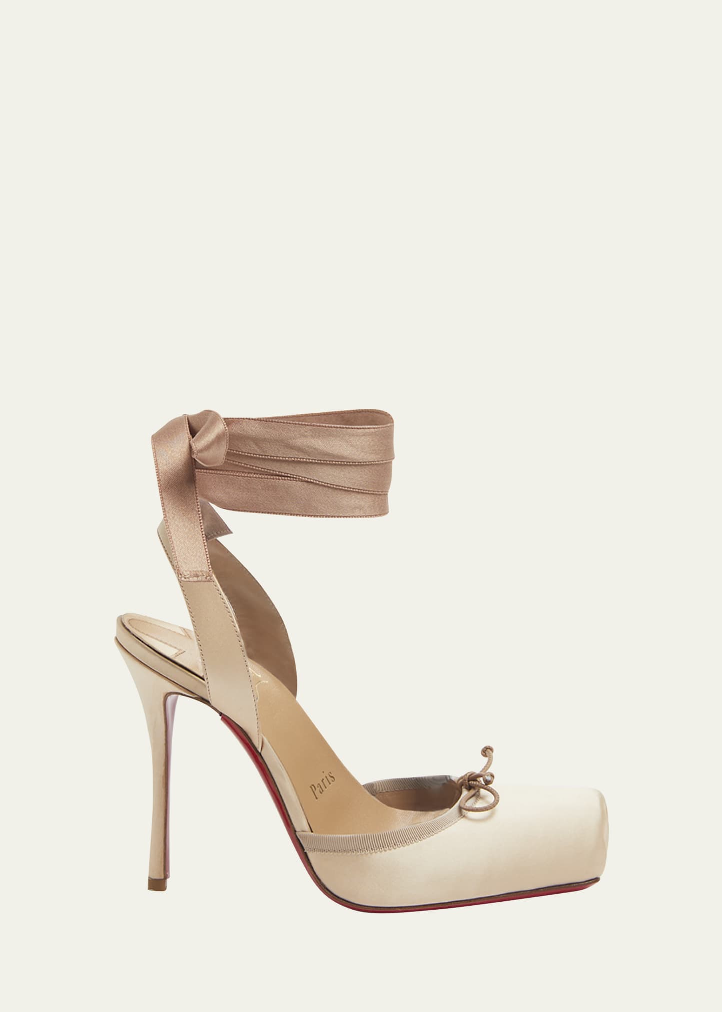 Christian Louboutin Cassia Ankle-Tie Ballerina Pumps Blush