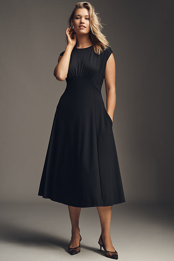 MAEVE Maeve Ruched Bodice Knit Midi Dress