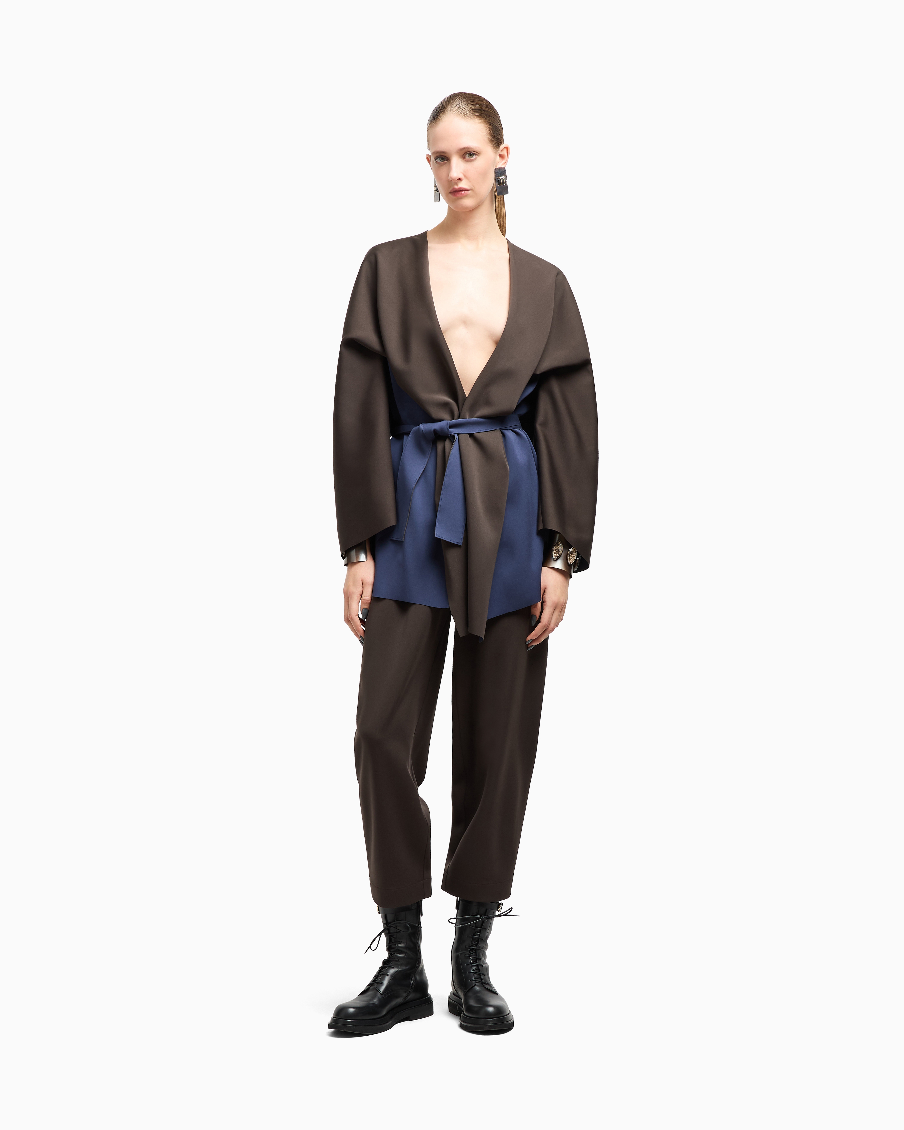 GIORGIO ARMANI Straight Trousers in Silk Double Georgette