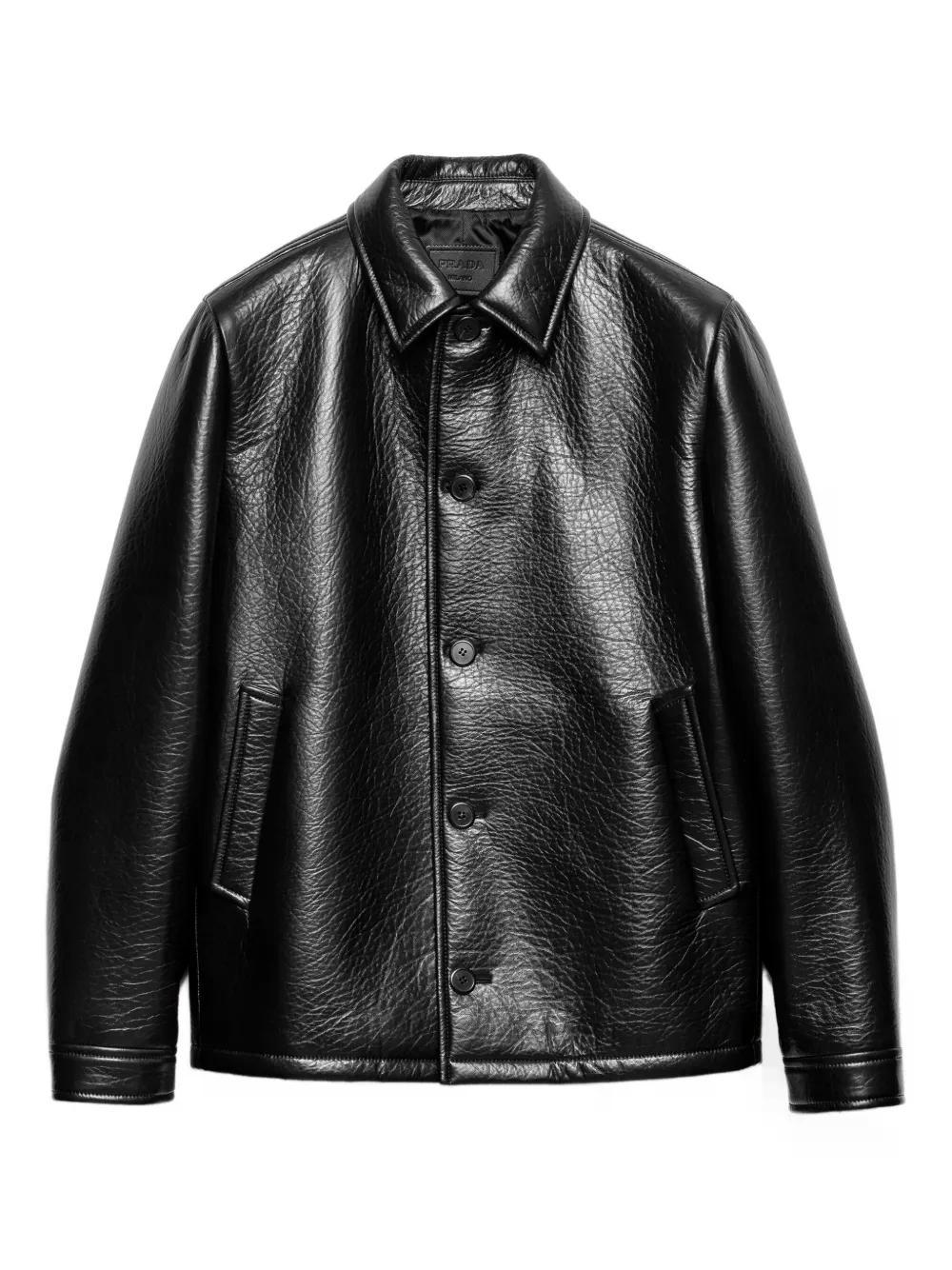 専用 PRADA Leather & Knit Jacket IT46 Prada Leather Jacket In Black | Editorialist