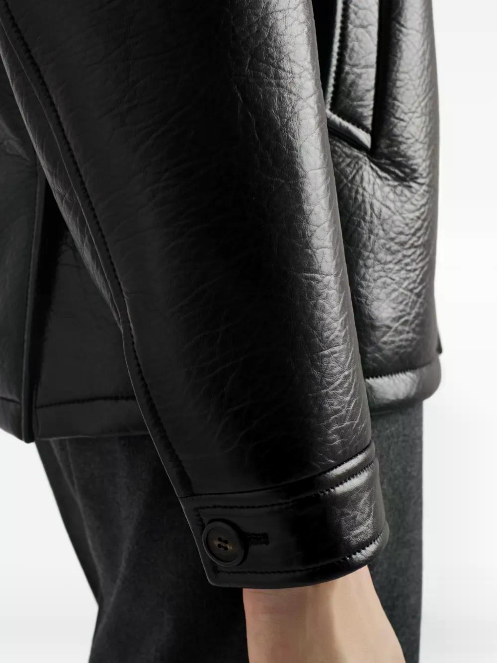 Prada Leather Jacket In Black | Editorialist