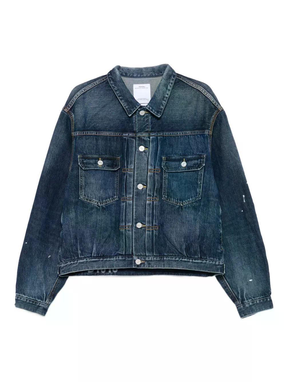 Visvim 101x Paint-Splatter Denim Jacket - Blue | Editorialist