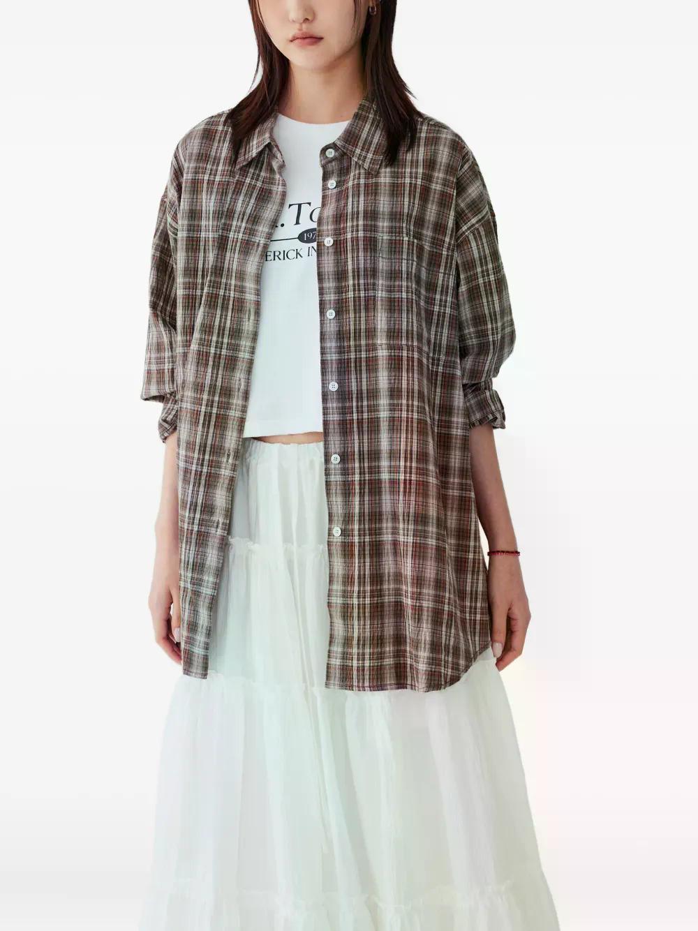 STUDIO TOMBOY Single-Pocket Checked Shirt