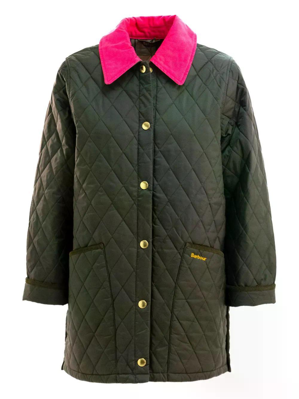 Barbour Fairsfield Belted Quilted Coat In Light Trench/Olive Mist