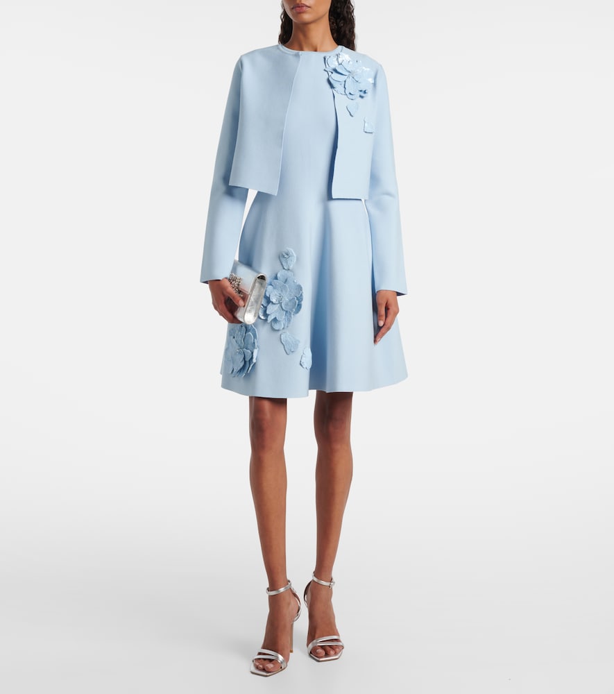 OSCAR DE LA RENTA Oscar de la Renta Cropped Floral-Appliqué Sequined Jacket